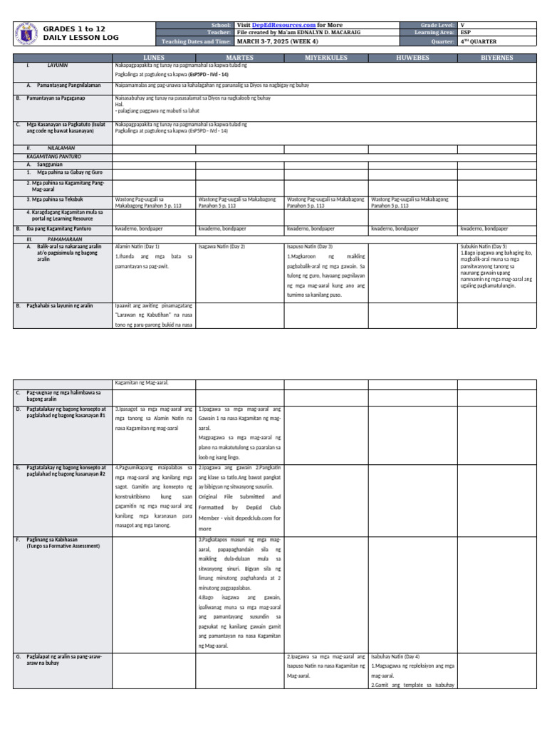 DLL_ESP 5_Q4_W4 | PDF