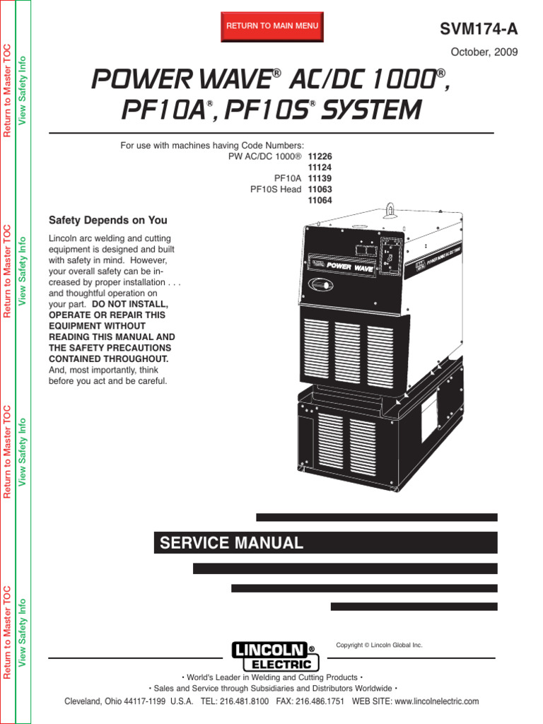 Lincoln Electric Svm174-A Powerwave Ac Dc 1000 Pf10a Pf10s System | PDF ...