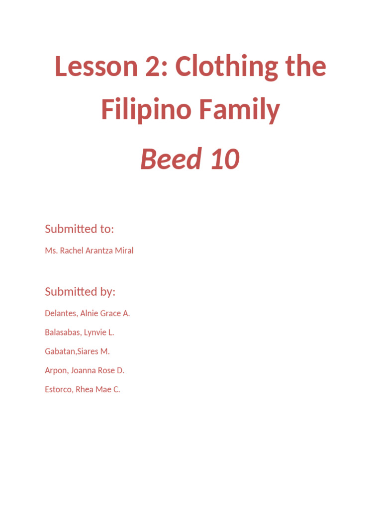 Clothing of Filipino Family | PDF | Sewing | Clothing
