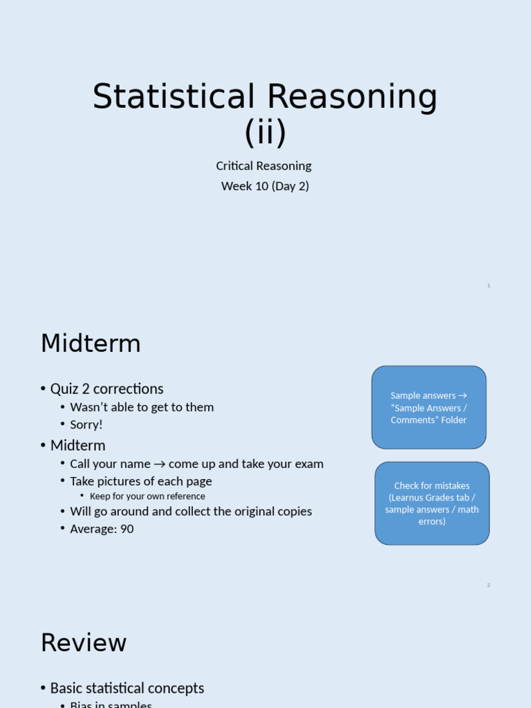(Slides) 16 Statistical Reasoning (II) | PDF | Sampling (Statistics) | Sample Size Determination