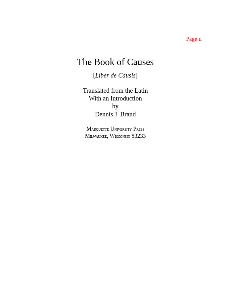 Liber de Causis: A Modern Translation | PDF | Neoplatonism | Aristotle