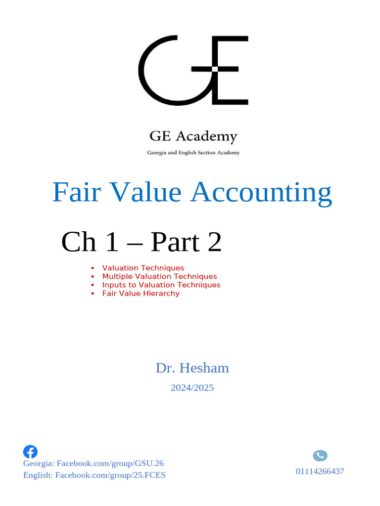 CH 1 Part 2 - Fair Value - DR Hesham | PDF | Fair Value | Valuation ...