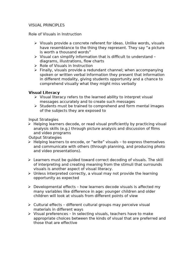 VISUAL PRINCIPLES | PDF | Literacy | Learning