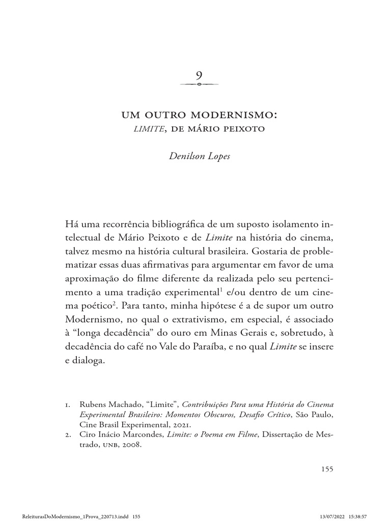 Um Outro Modernismo - Limite, de Mário Peixoto | PDF | Modernismo ...