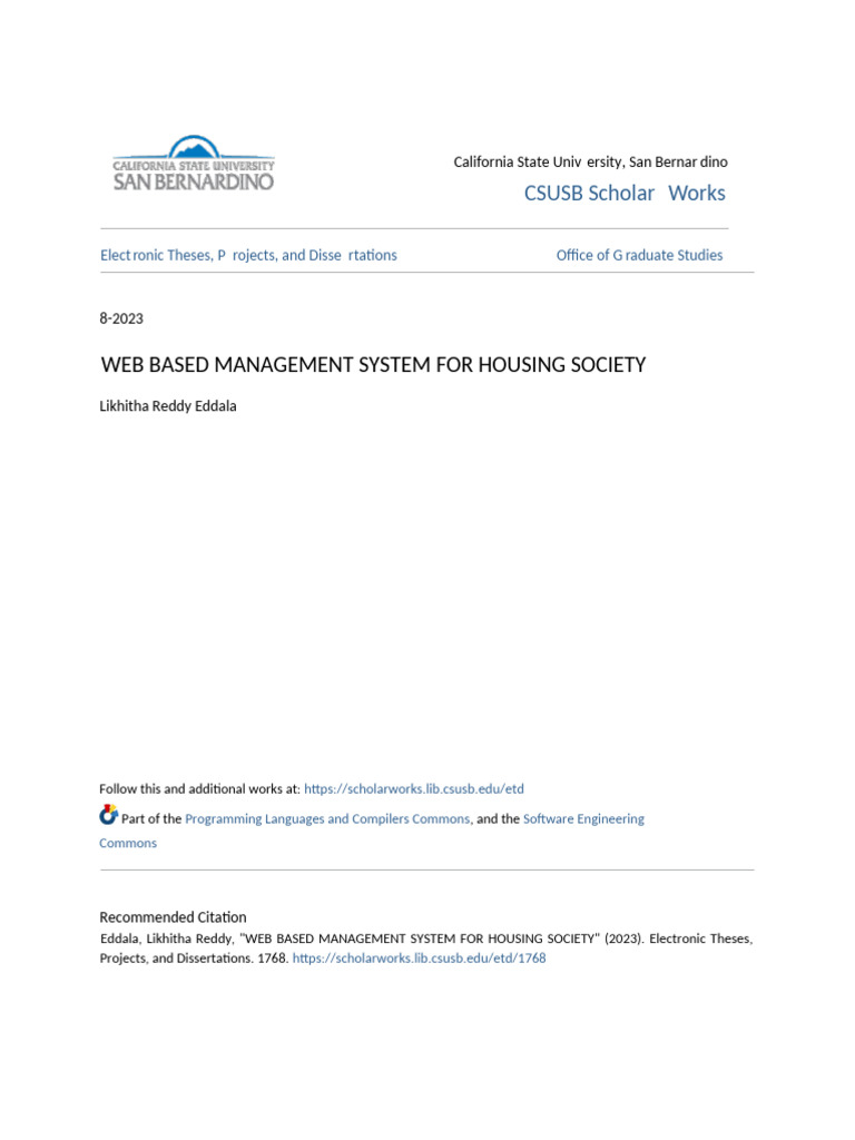 Web Based Management System For Housing Society | PDF | Databases ...