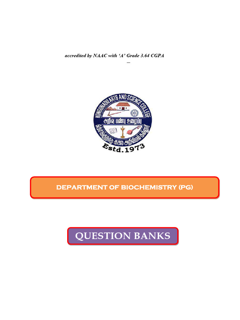 BIOCHEMISTRY_QUESTION BANK | PDF | Cell Membrane | Endoplasmic Reticulum