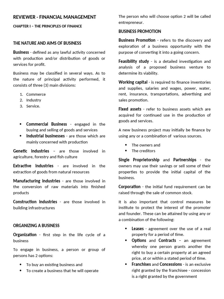 Reviewer - Financial Management | PDF | Expense | Finance & Money ...