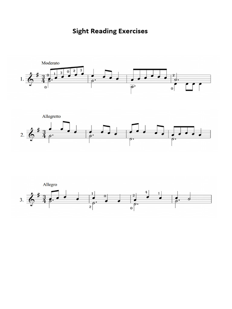 Sight Reading Exercises | PDF