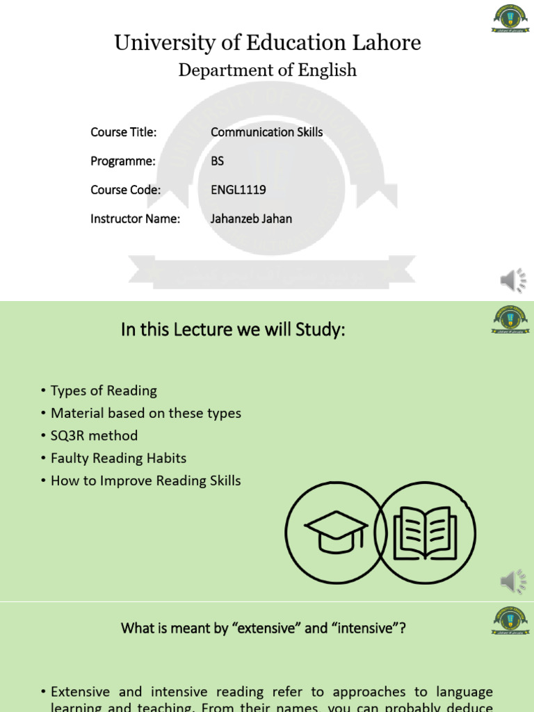 BS B.ed Semester2 4 ENGL1119 Lecture13 Intensive and Extensive | PDF | Learning | Psycholinguistics