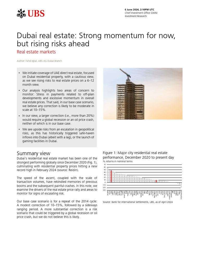 UBS Dubai residential market report - June 6, 2024 | PDF | Cost Of ...
