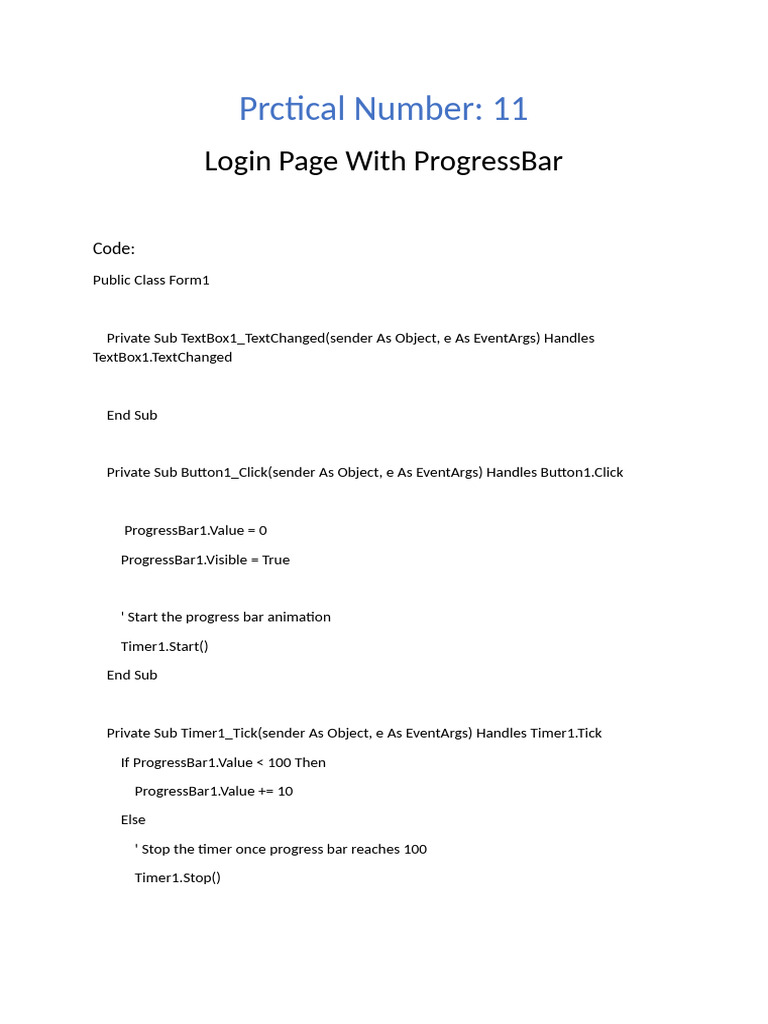 Login Progress Bar Implementation | PDF
