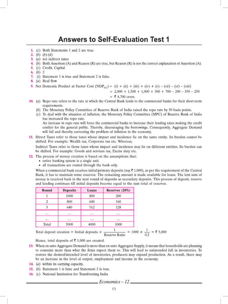 Self Evaluation Test 1 | PDF