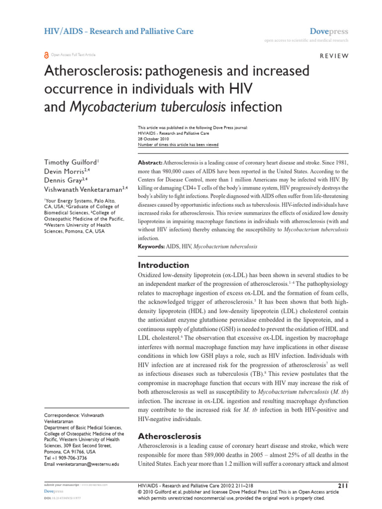Athero and Hiv and Tb | PDF | Glutathione | Atherosclerosis