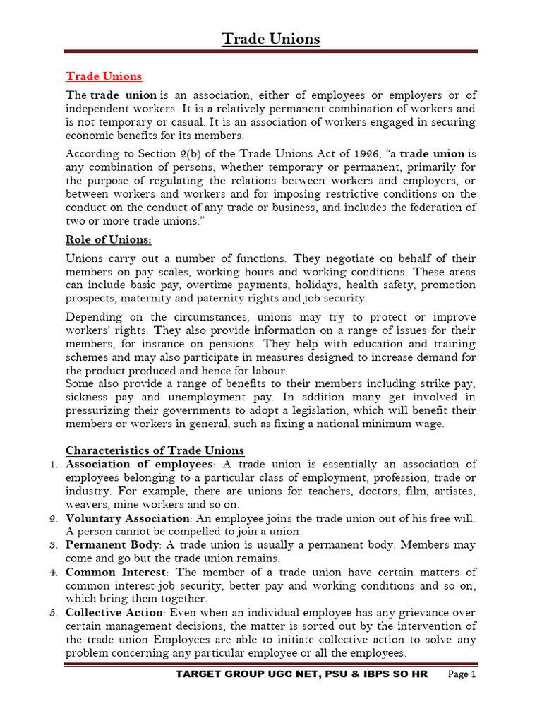 Trade Unions | PDF | Trade Union | Labor