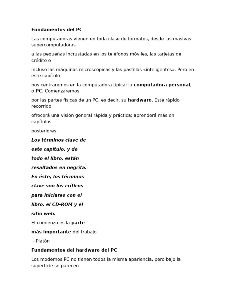 Fundamentos Del PC | PDF | Hardware de la computadora | Periférico