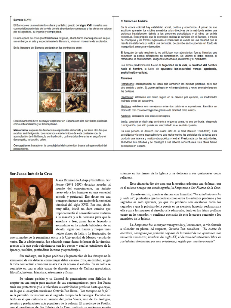 Sor Juana: Barroco y Educación Femenina | PDF