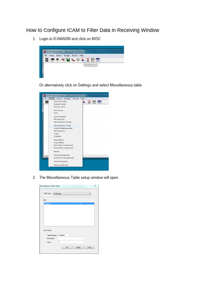 How To Configure ICAM To Filter Data in Receiving Window | PDF