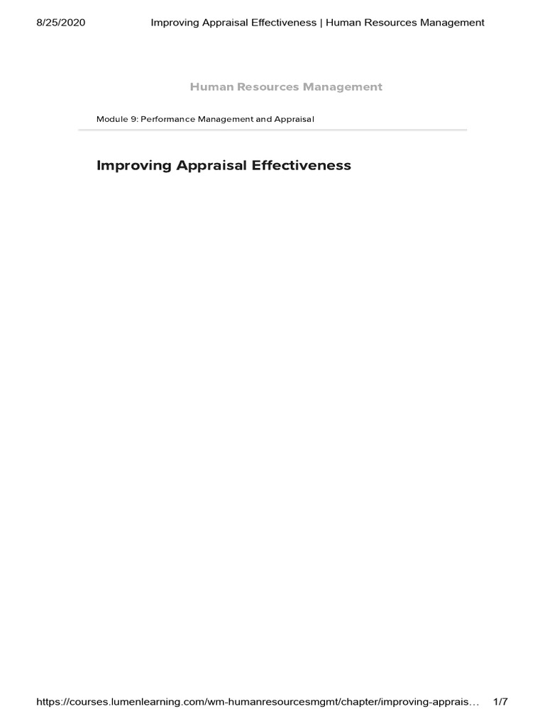 Improving Appraisal Effectiveness - Human Resources Management | PDF ...