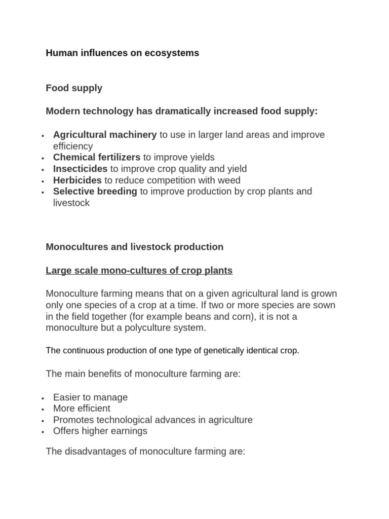 CH 20 Human Impact On Ecosystem | PDF | Agriculture | Eutrophication