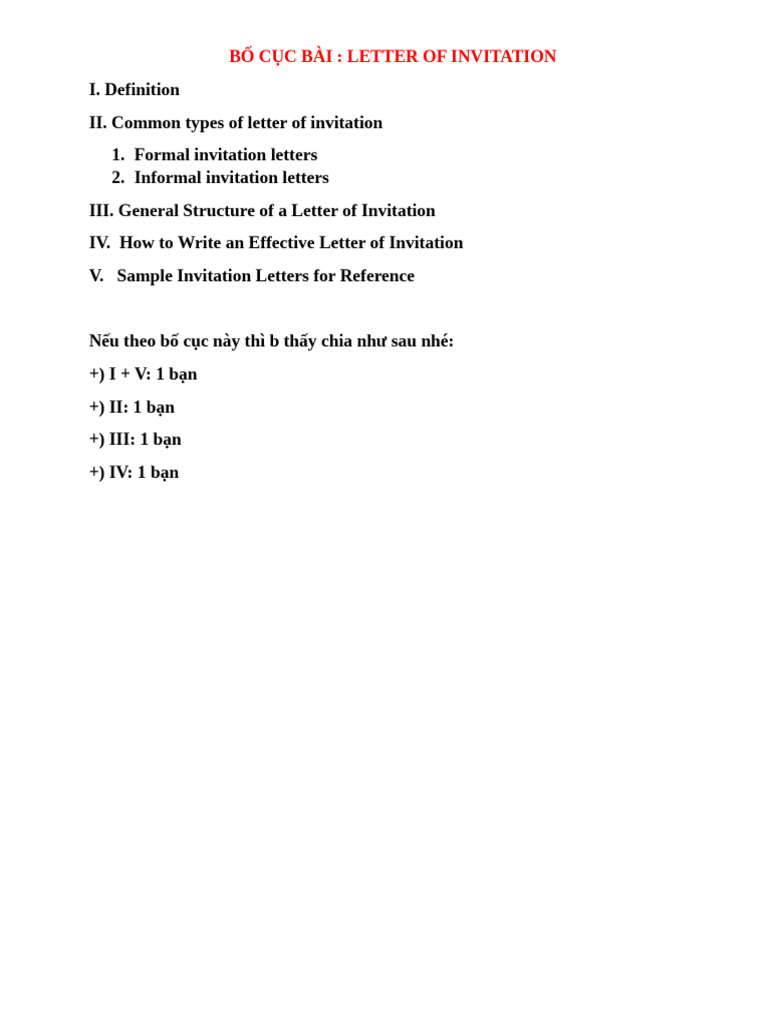 Bố Cục Bài Letter of Inviatation | PDF