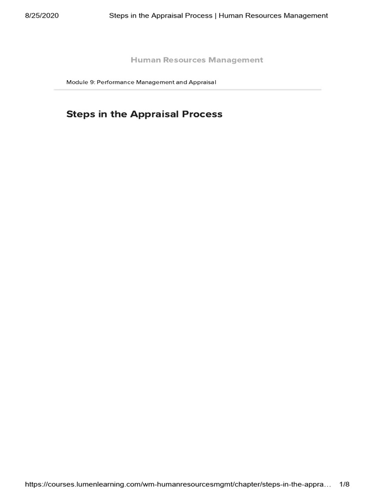 Steps in The Appraisal Process - Human Resources Management | PDF ...