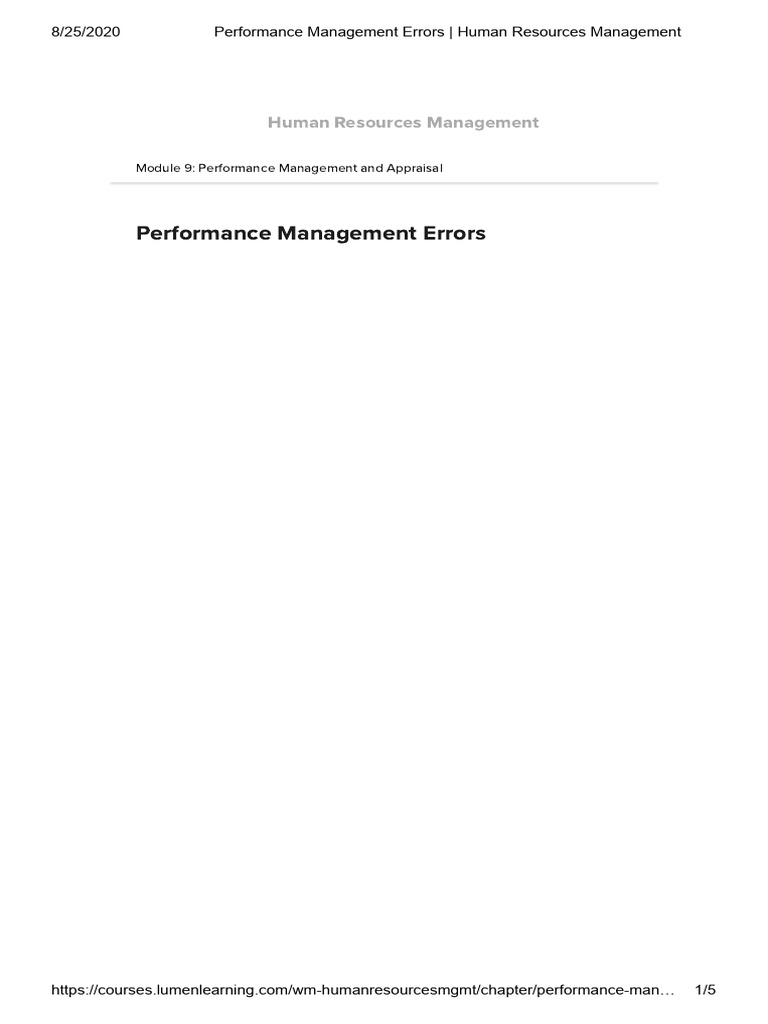Performance Management Errors _ Human Resources Management | PDF ...