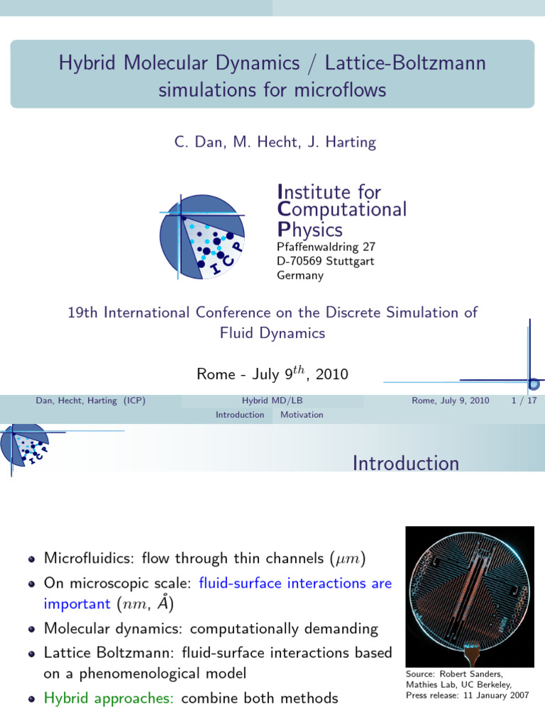 Hybrid Molecular Dynamics / Lattice-Boltzmann Simulations For ...