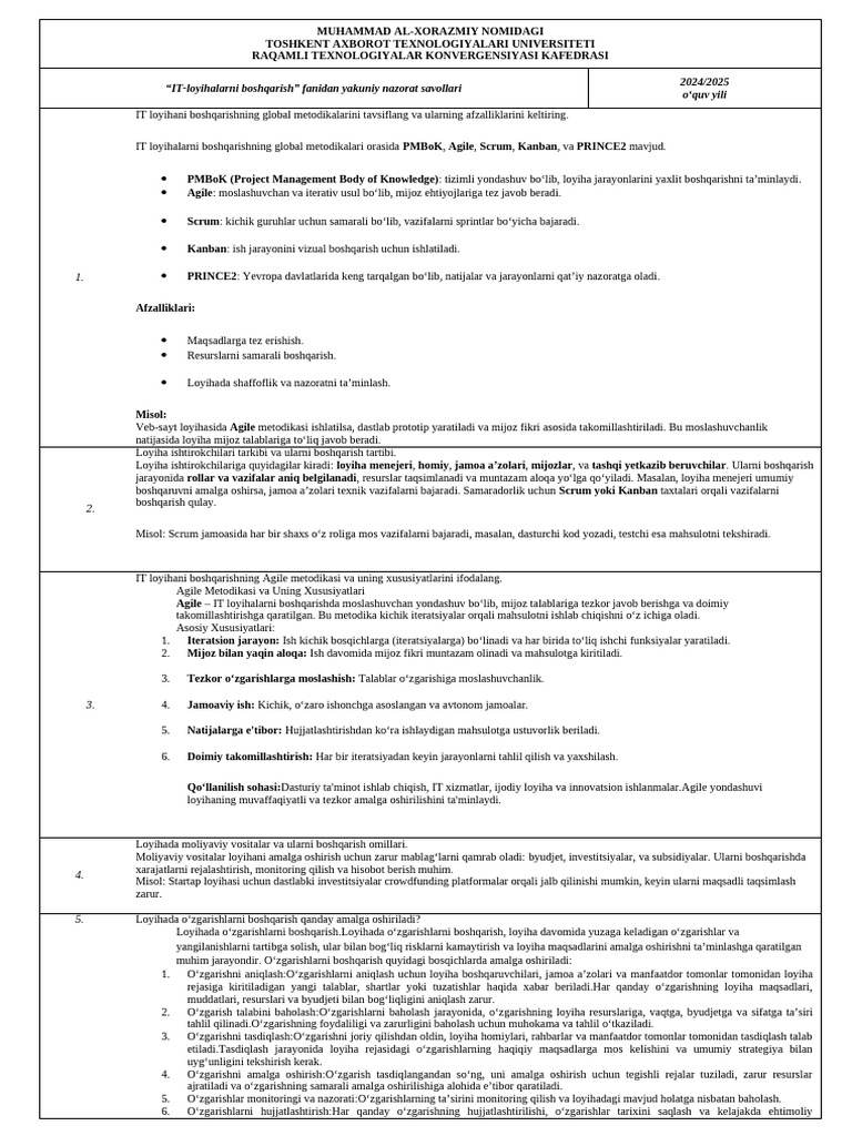 Javoblar | PDF