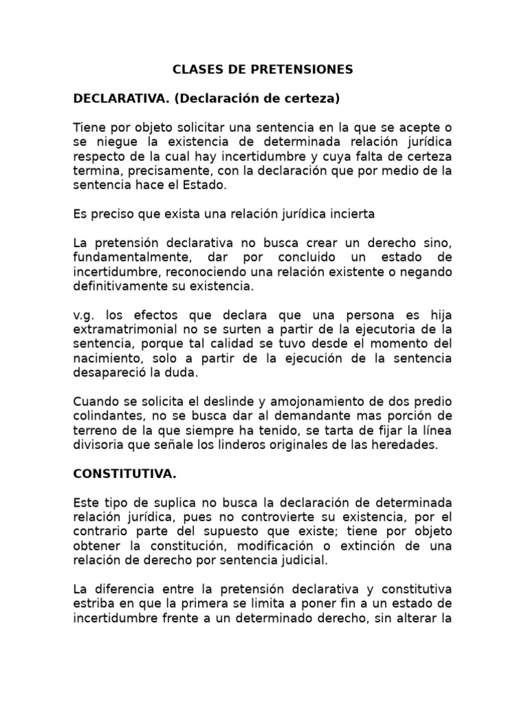 Tipos de Pretensiones en el Proceso Civil | PDF | Justicia | Crimen y ...