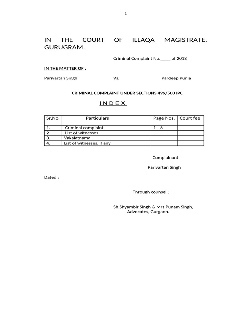 Parivartan Singh Vs Pardeep 499 500 Defamation 28-8-18 | PDF | Defamation | Public Law