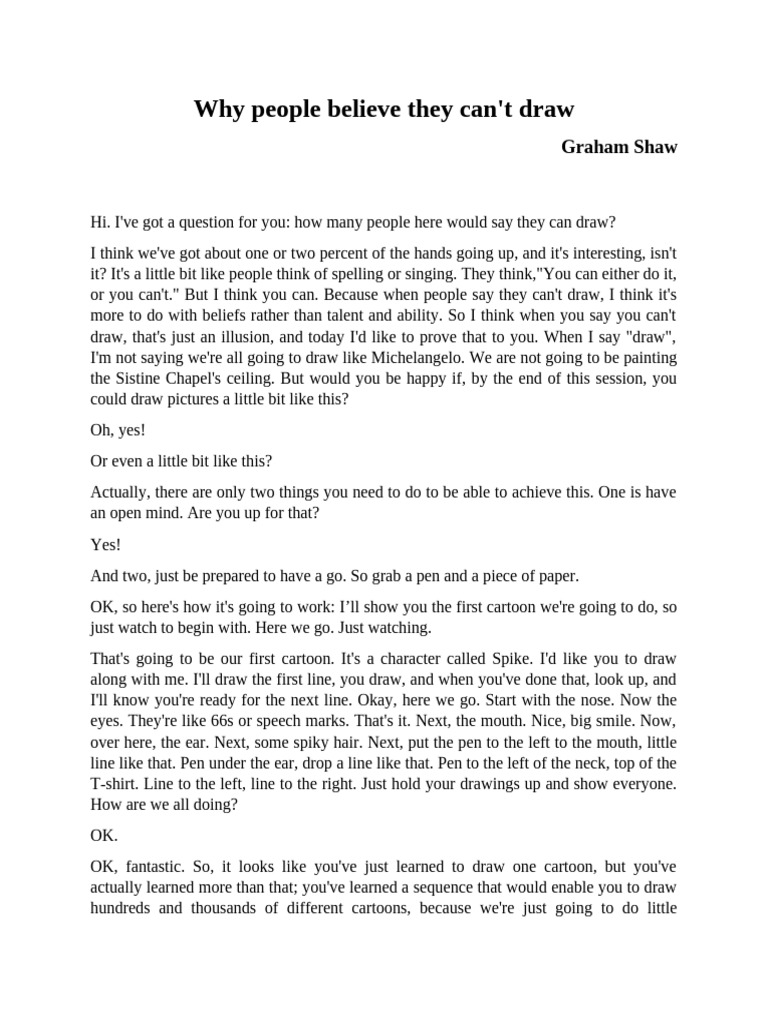 Why People Believe They Can't Draw | PDF | Aphasia