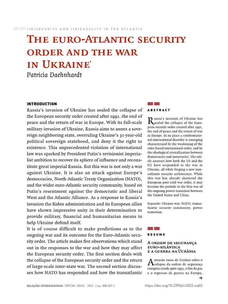 The Euro-Atlantic Security Order and The War in Ukraine | PDF | Nato ...