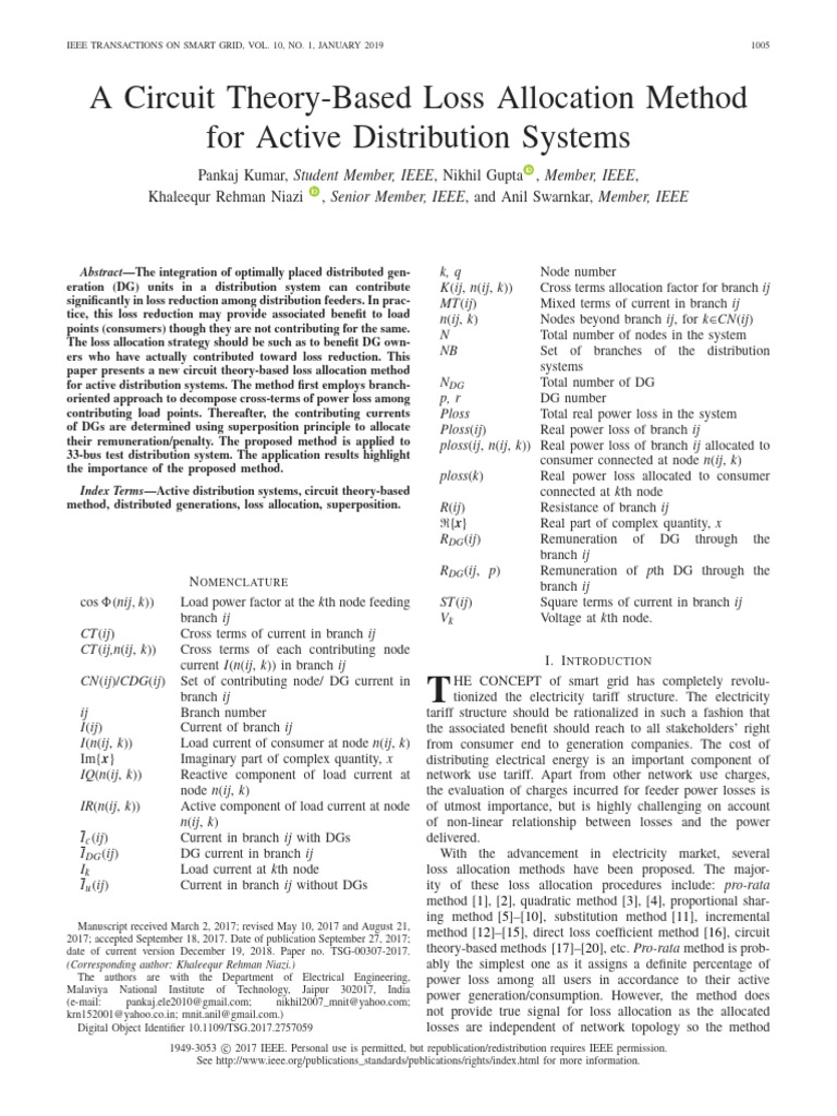 4. a Circuit Theory-Based Loss Allocation Method for Active ...
