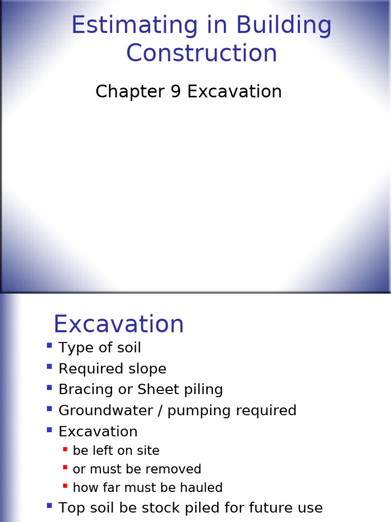 Excavation Estimation in Construction | PDF | Area | Topsoil
