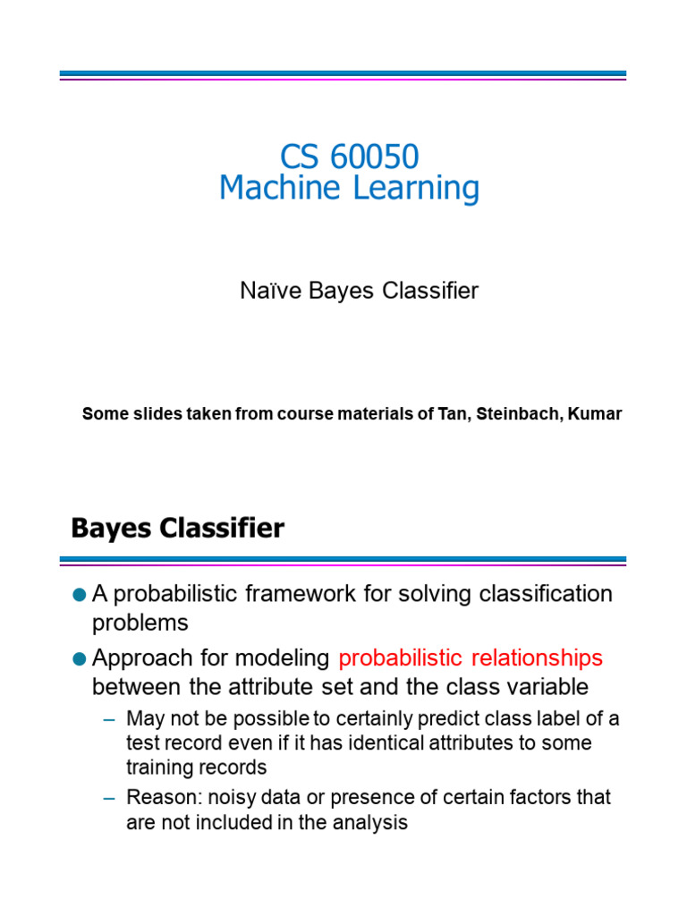 ML 09 Naive Bayes Classifier | PDF | Bayesian Inference | Statistical Classification