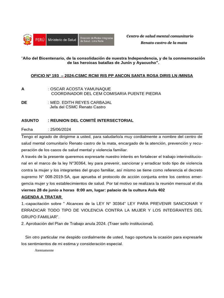 Oficio Cem Comite | PDF | Violencia
