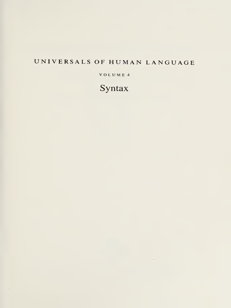 Universals of Human Language (Vol.4) Syntax | PDF | Syntax | Semantics