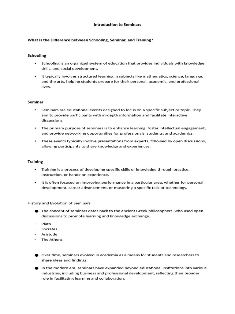 Introduction To Seminars | PDF | Lecture | Web Conferencing