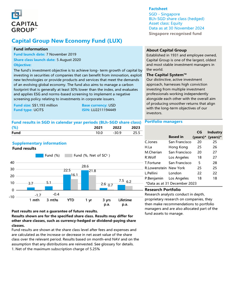 Capital Group New Economy Fund Factsheet | PDF | Dividend | Yield (Finance)