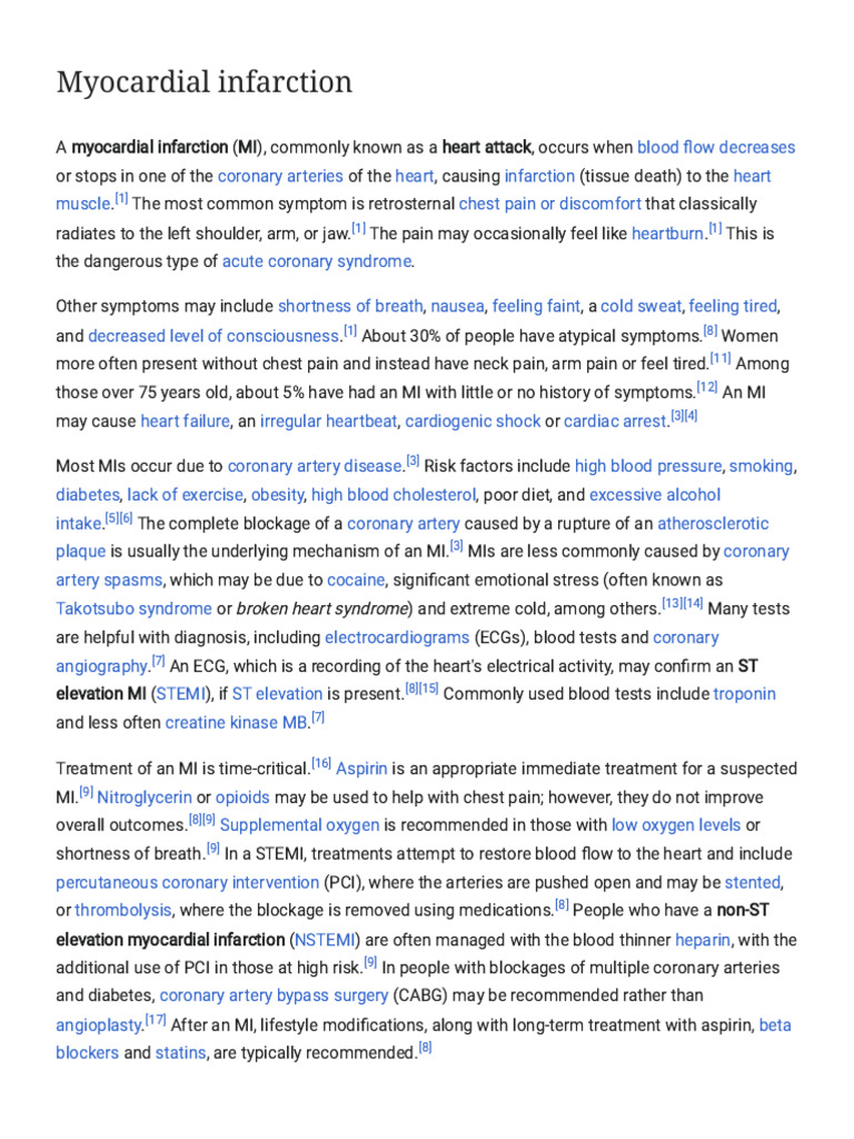 Myocardial Infarction - Wikipedia | PDF | Myocardial Infarction ...