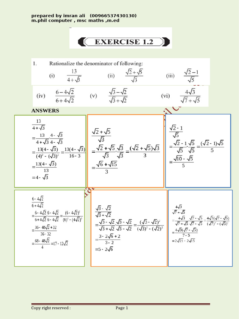 MTH 9th Solutions Exercise 1.2 | PDF