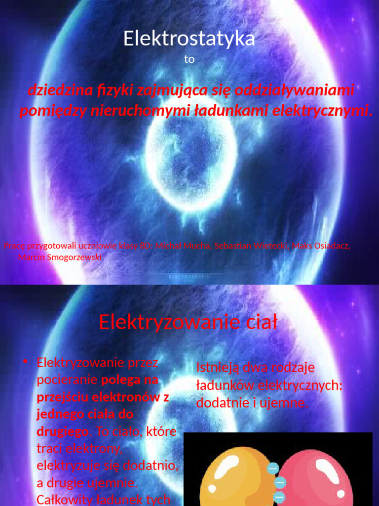 Prezentacja Elektrostatyka | PDF