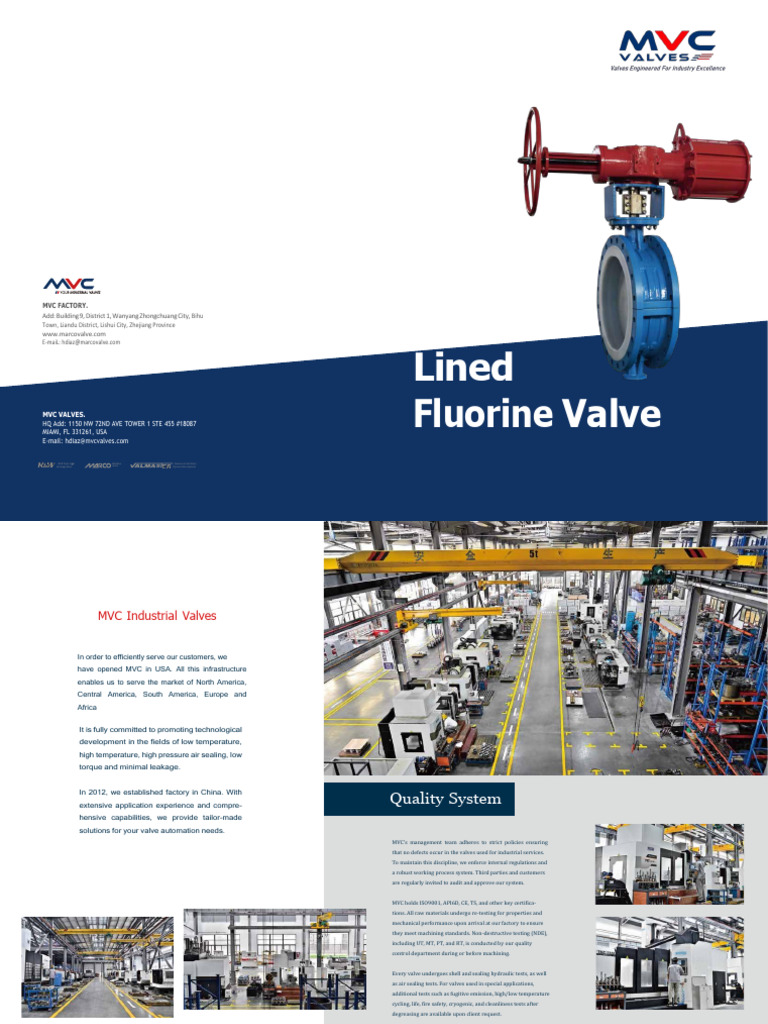 Lined Fluorine Valve | PDF | Valve | Washer (Hardware)