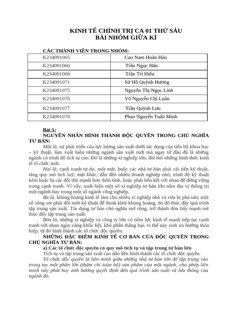 (KTCT) - Bài Nhóm Gi A Kì | PDF