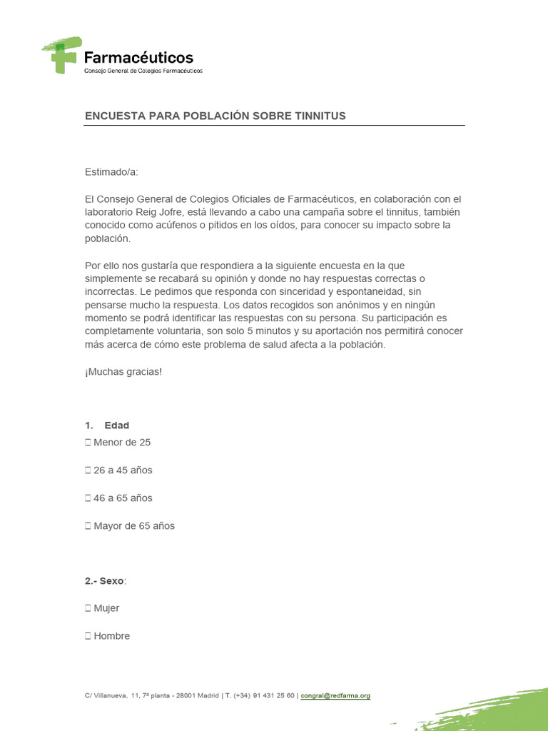 20230512 Campaña Tinnitus-Encuesta | PDF | Tinnitus | Medicina CLINICA