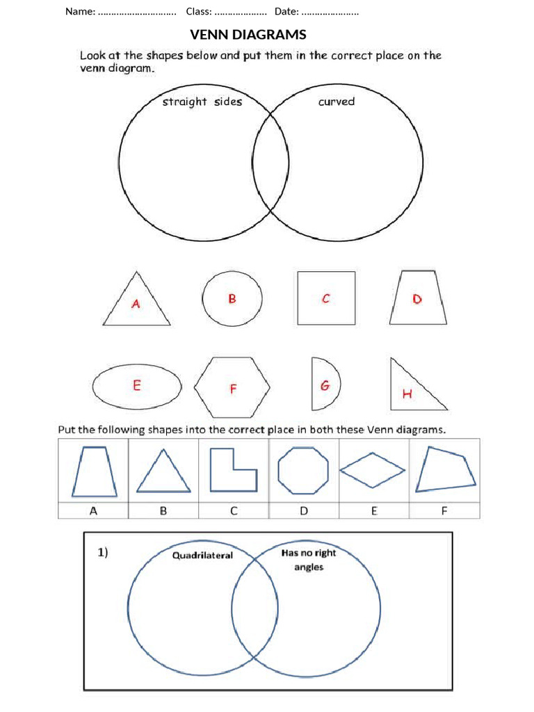 Venn Diagrams Worksheets | PDF