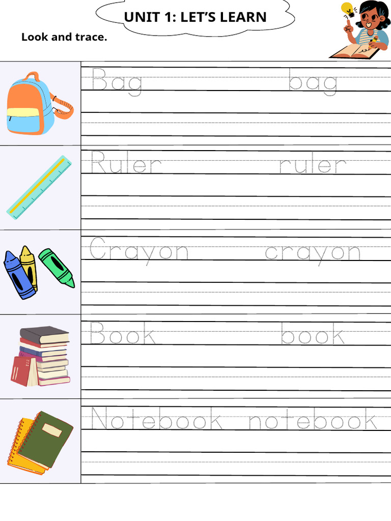 BH0-Unit 1-Let's learn-Word tracing | PDF