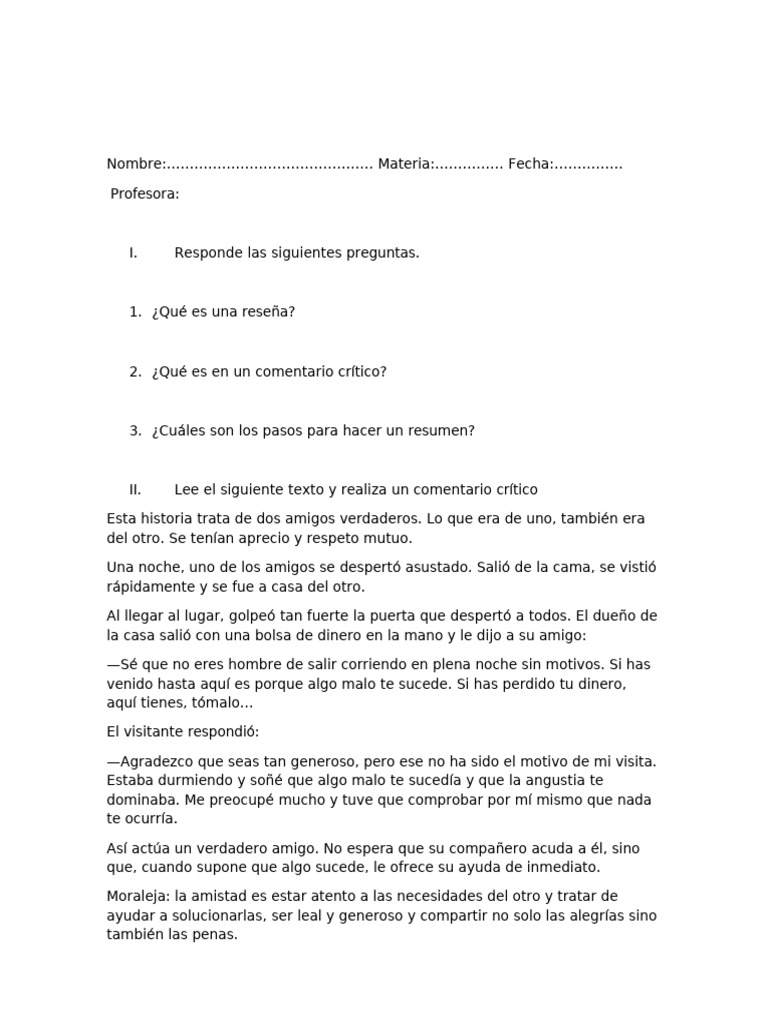 Examen Lengua y Comunicación II | PDF