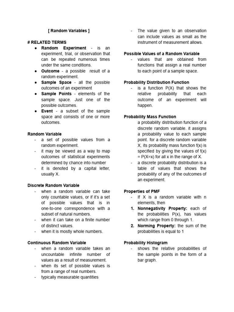 Understanding Random Variables and Distributions | PDF | Probability Distribution | Random Variable