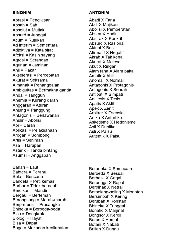 SINONIM & ANTONIM | PDF